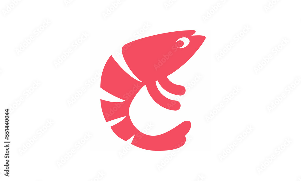 prawn flat design logo icon colorful cute sea animals. Vector flat ...