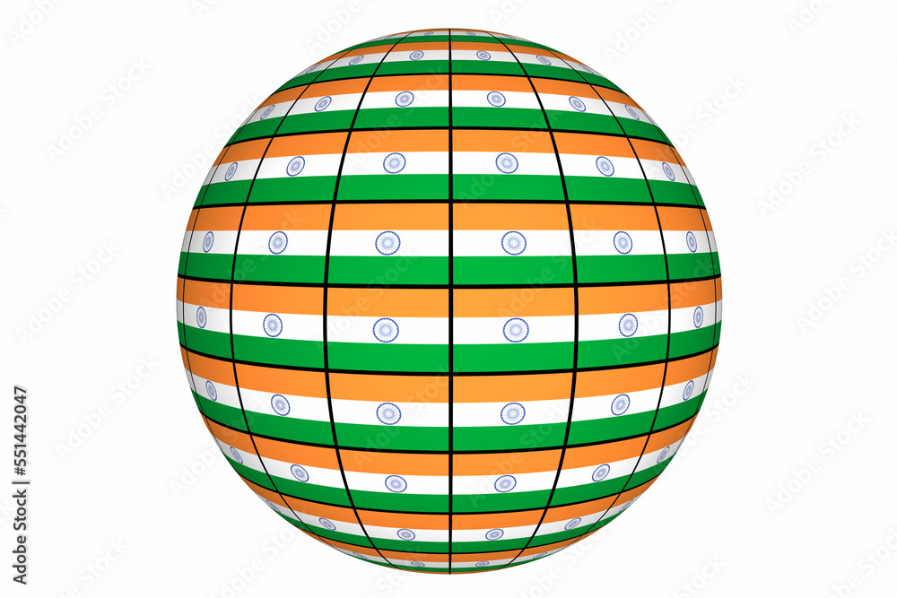 India Flag Sphere World Globe Country Nation 3d Illustration Stock ...