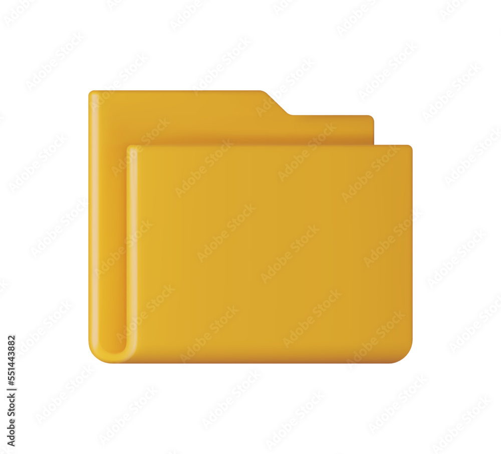 3D Empty Business Folder Isolated on White. Render Yellow Folder for Correspondence, File for ...