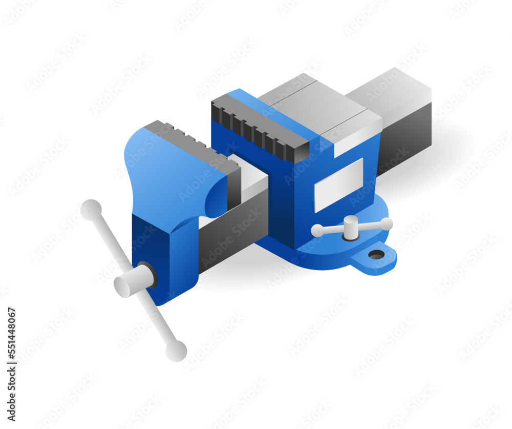 Flat 3d isometric illustration concept of workpiece clamp vise Stock ...