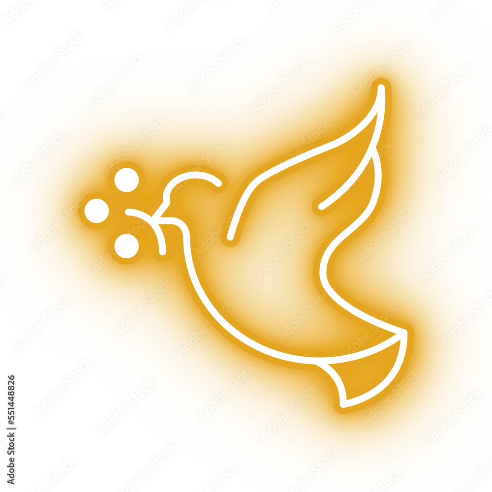 Neon yellow dove icon, flying bird on transparent background Stock ...
