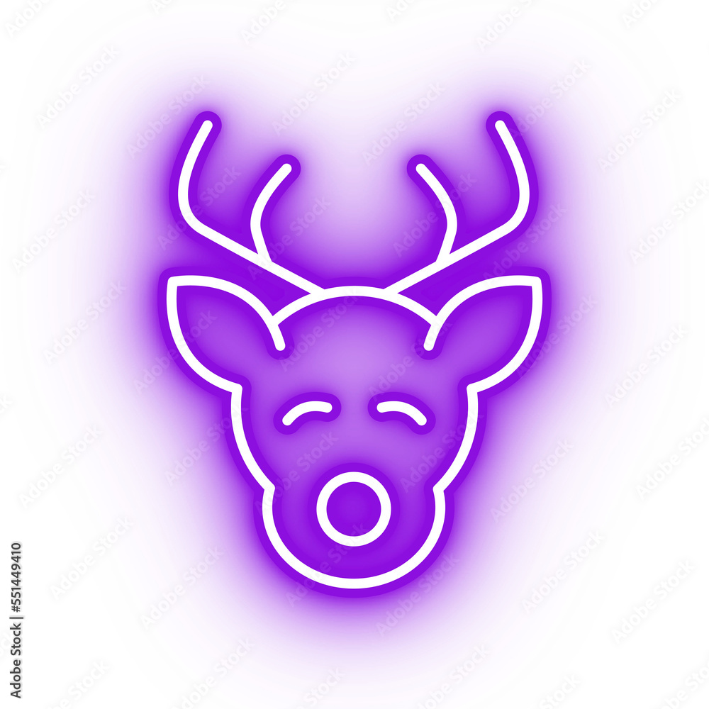 Neon purple reindeer icon, reindeer on transparent background Stock ...