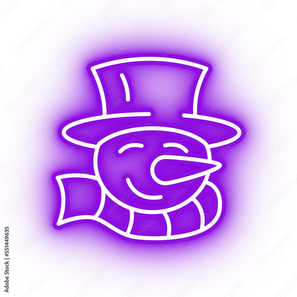 Neon purple snowman, frosty the snowman on transparent background Stock ...