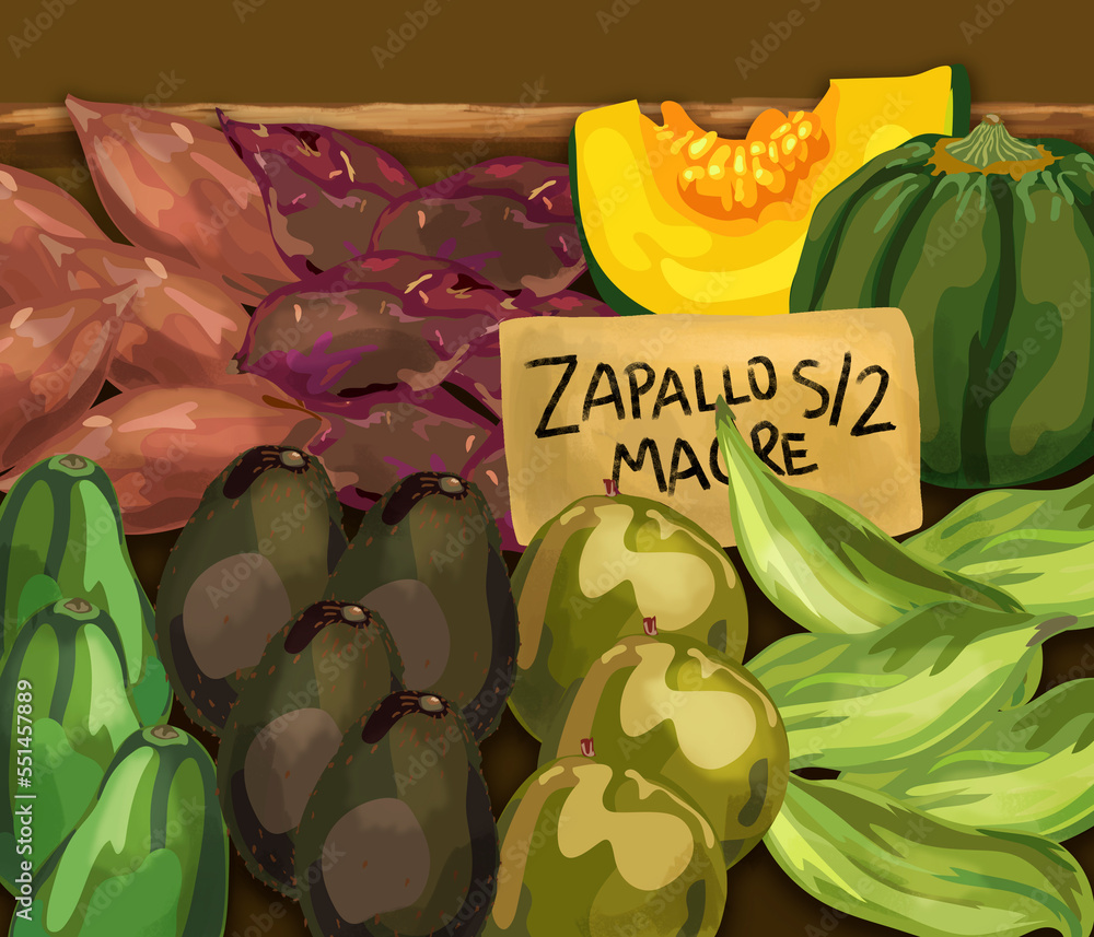 peruvian traditional food stand vector illustration Stock Illustration ...