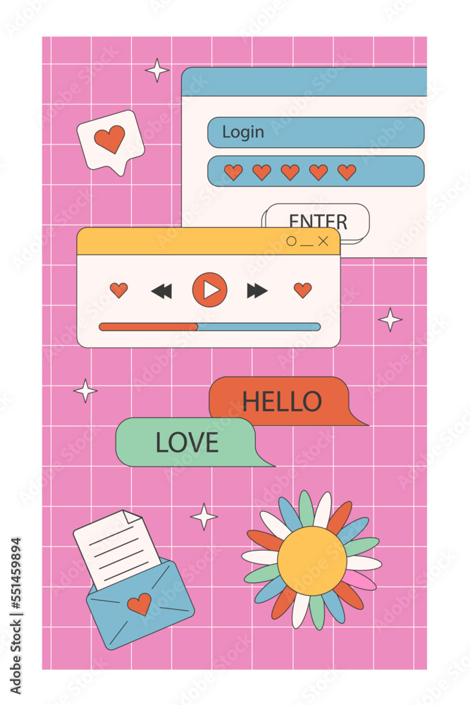 Modern retro posters. Social media stories and posts with old computer ...
