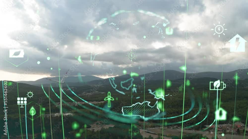 Green forest aerial view and environmental technology concept. Green ...