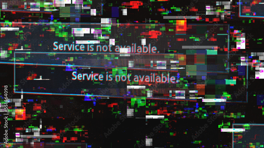 Service is not available message on tv screen with glitch effect Stock ...