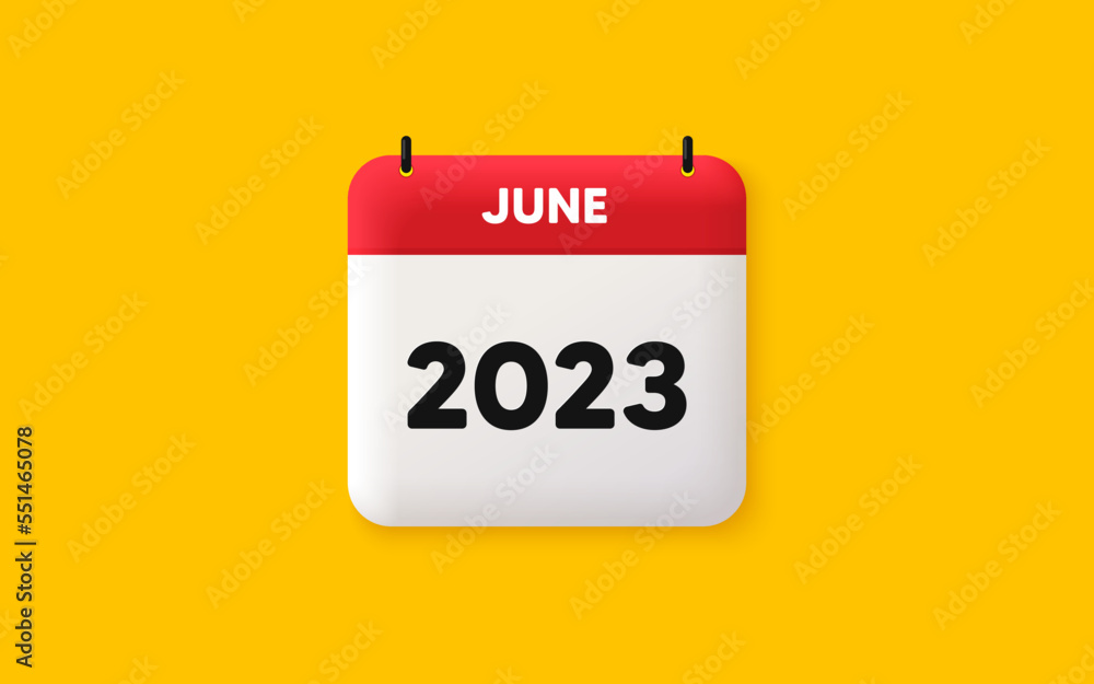 Calendar schedule 3d icon. June month icon. Event schedule Jun date ...