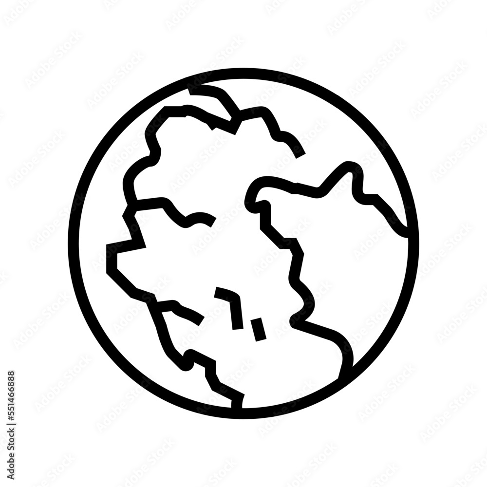 pangaea earth continent map line icon vector. pangaea earth continent ...