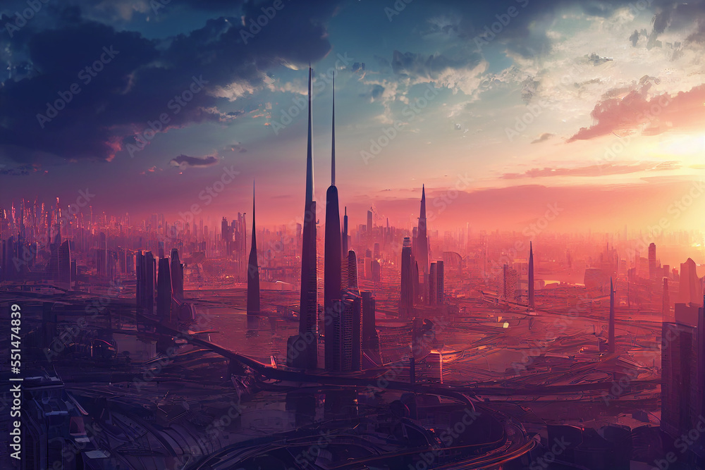 city on an alien planet, extraterrestrial buildings in beautiful ...