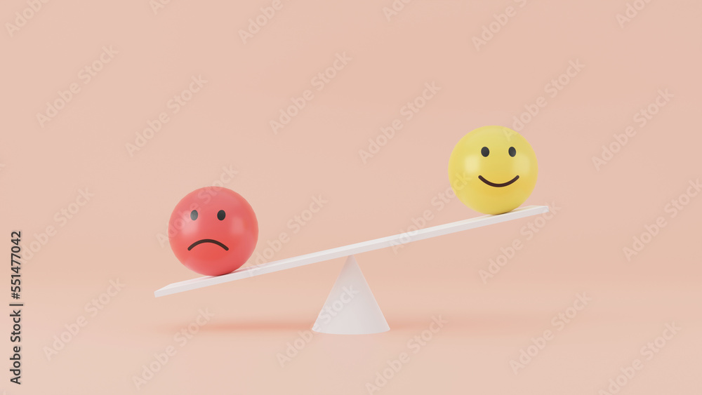 Sad face emotion icon outweigh more than happy face emotion icon on ...