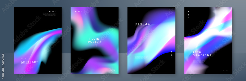 Abstract blue and purple liquid wavy shapes futuristic poster ...