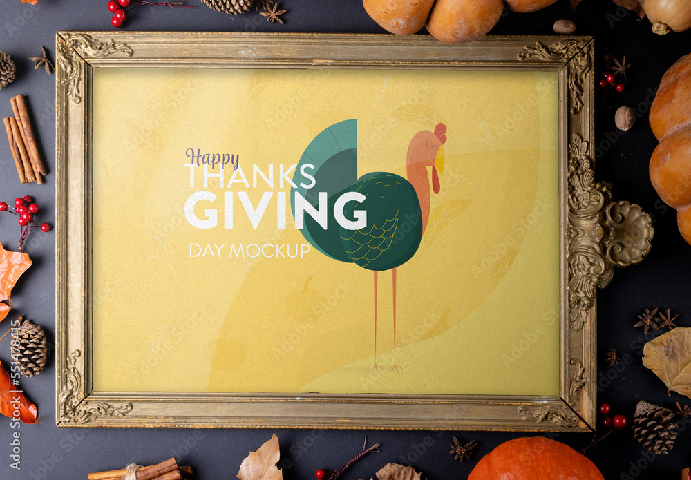 Thanksgiving Frame Mockup Stock Template | Adobe Stock
