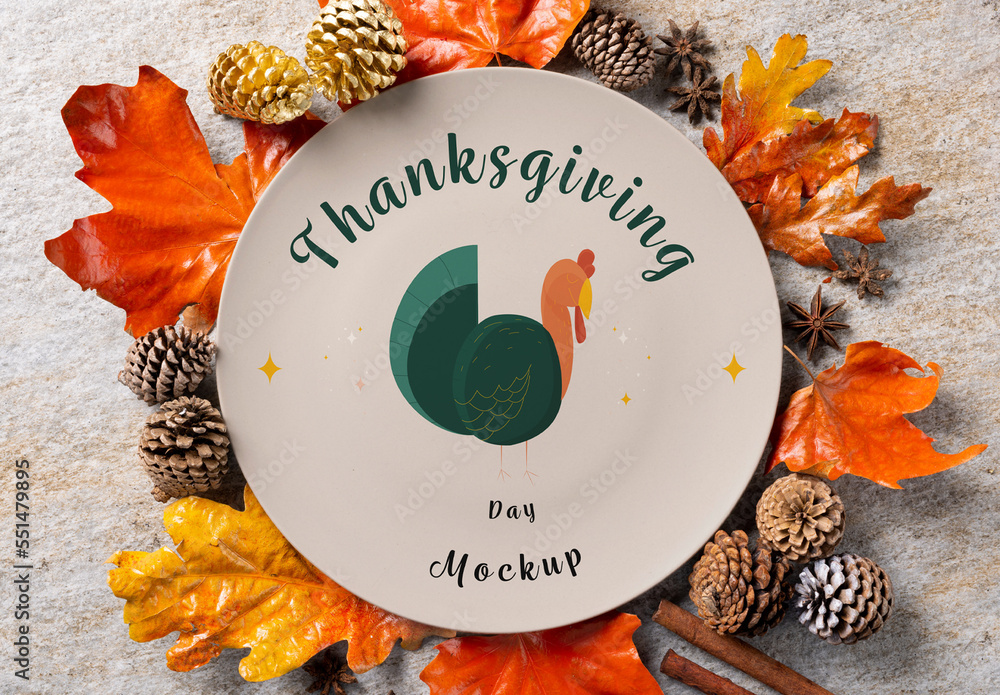 Thanksgiving Plate Mockup Stock Template | Adobe Stock
