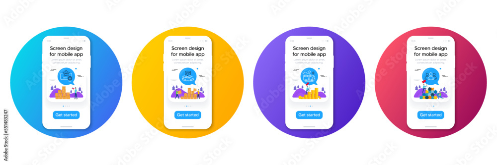 Minimal set of Bus travel, Vip transfer and Vip certificate line icons ...