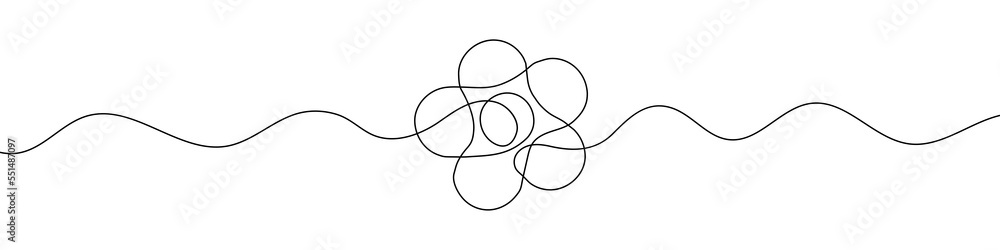 Continuous linear drawing of flower icon. One line drawing background ...