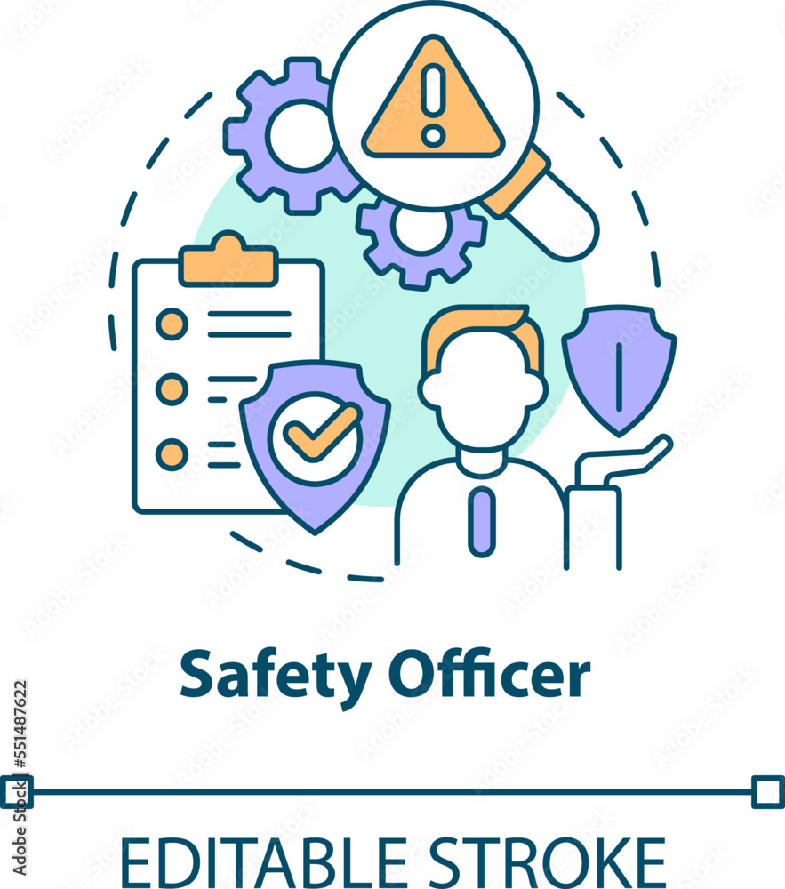 Safety officer concept icon. Determining risks. Preventing workplace ...