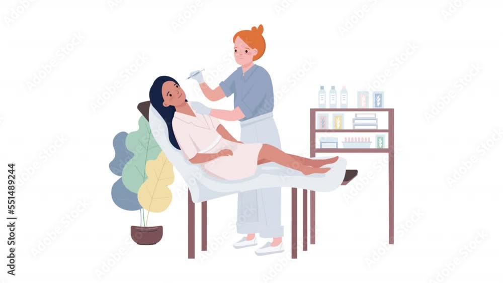 Animated characters at salon. Filler injections procedures. Full body ...