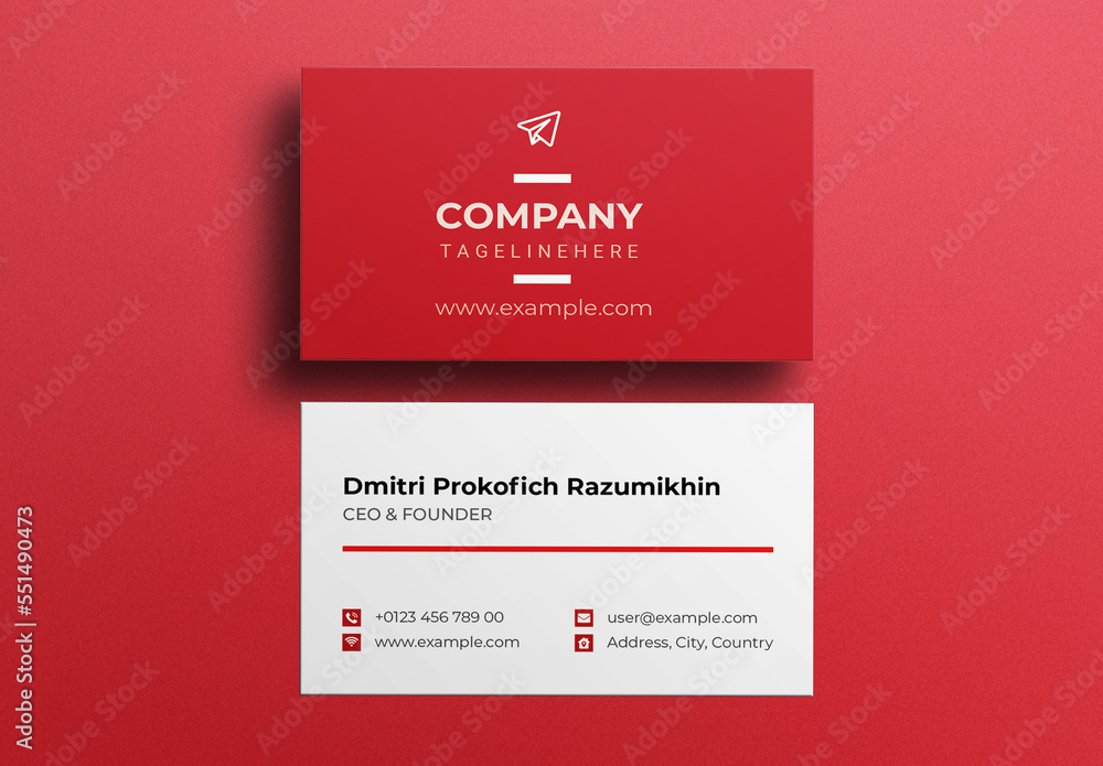 Business Card Design Red Color Stock Template | Adobe Stock