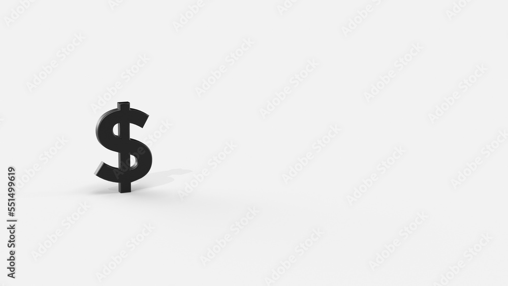 Black 3d dollar render minimalistic simple symbol design isolated on ...