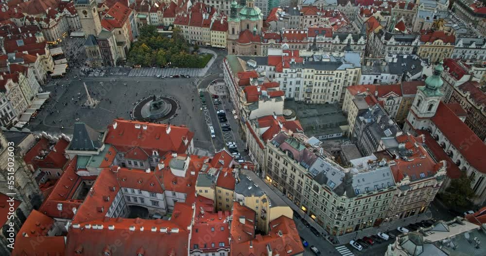 Prague Czechia Aerial v32 hyper-lapse birds eye view flyover centuries ...