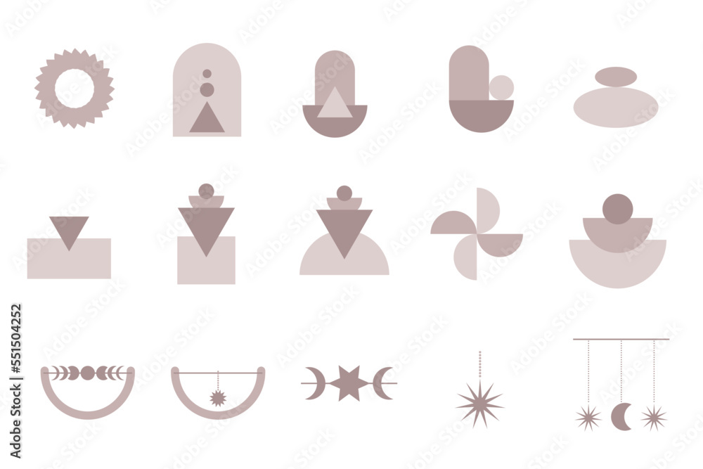 Graphic Icon Clipart Minimalist Boho Symbol Silhouette Set Template ...