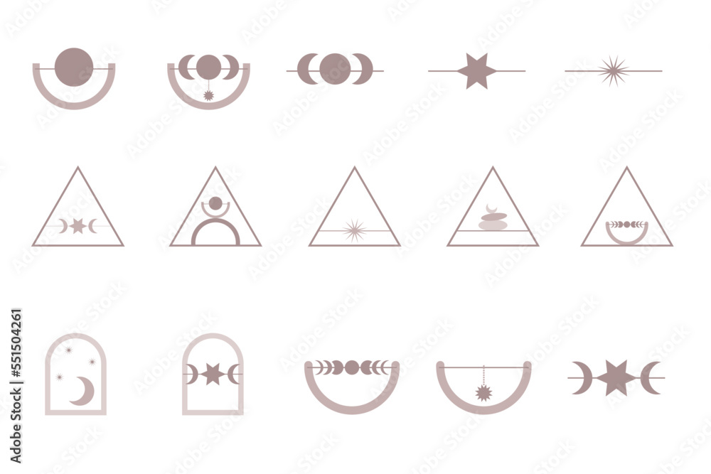 Graphic Icon Clipart Minimalist Boho Symbol Silhouette Set Template ...