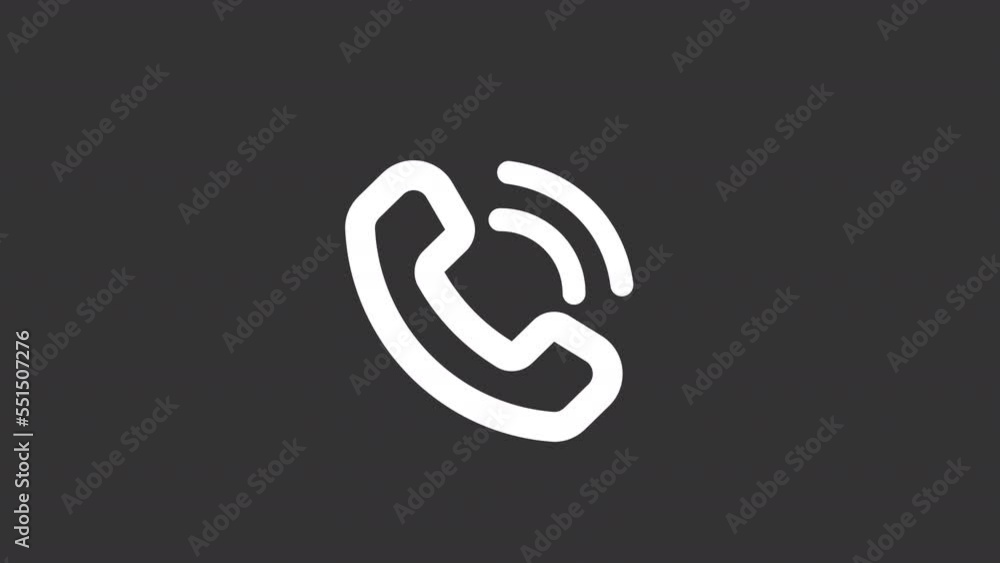 Animated calling white line ui icon. Dialling phone. Seamless loop HD ...
