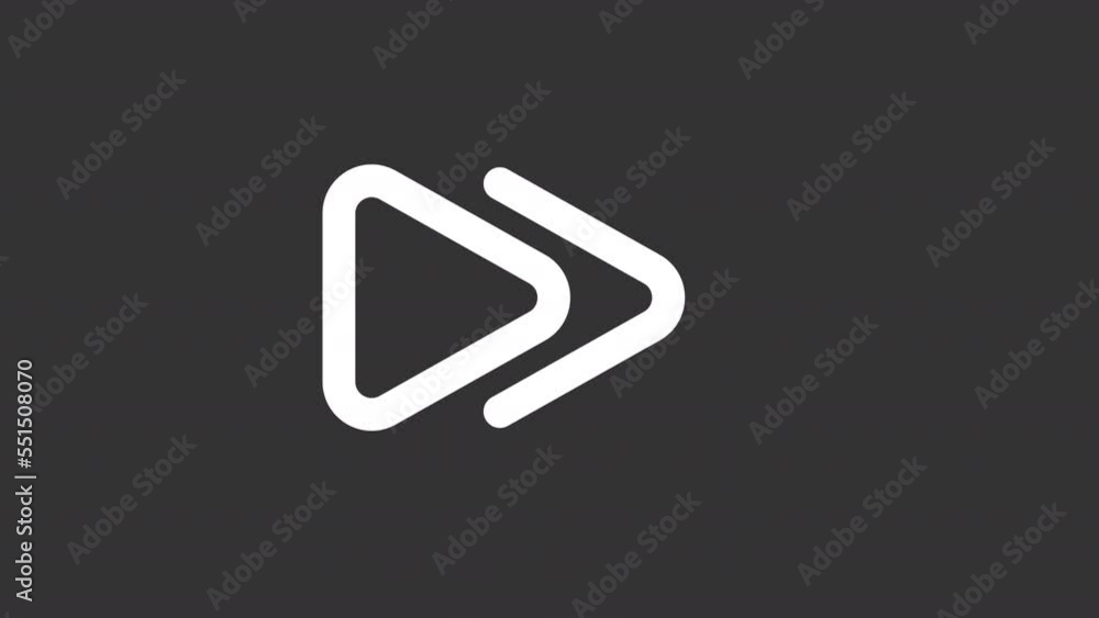 Animated forward white line ui icon. Multimedia player. Seamless loop ...