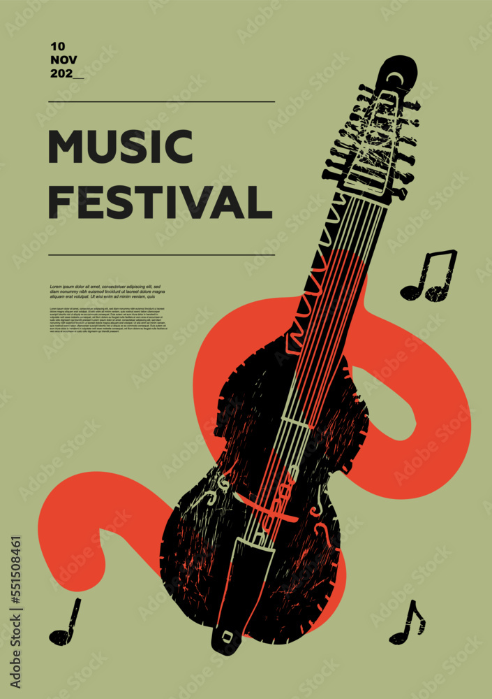 Baryton, guitar. Music festival poster. String musical instruments ...