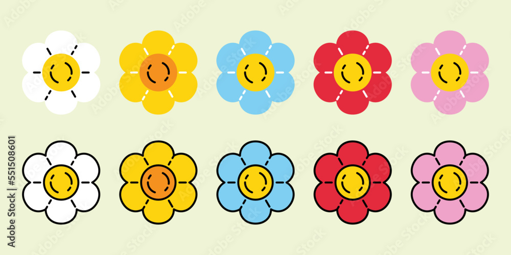 daisy flower icon logo cartoon character plant vector leaves garden ...