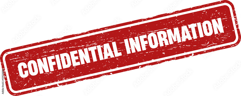 CONFIDENTIAL INFORMATION rubber stamp. Vintage old red color texture ...
