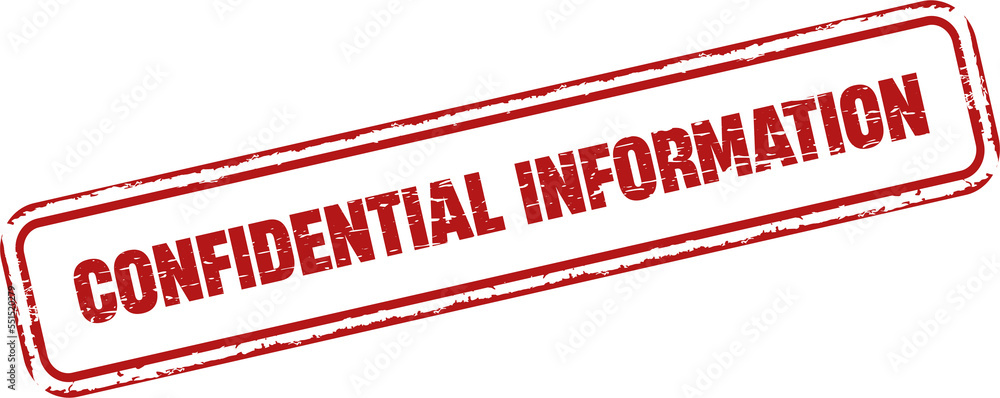 CONFIDENTIAL INFORMATION rubber stamp. Vintage old red color texture ...