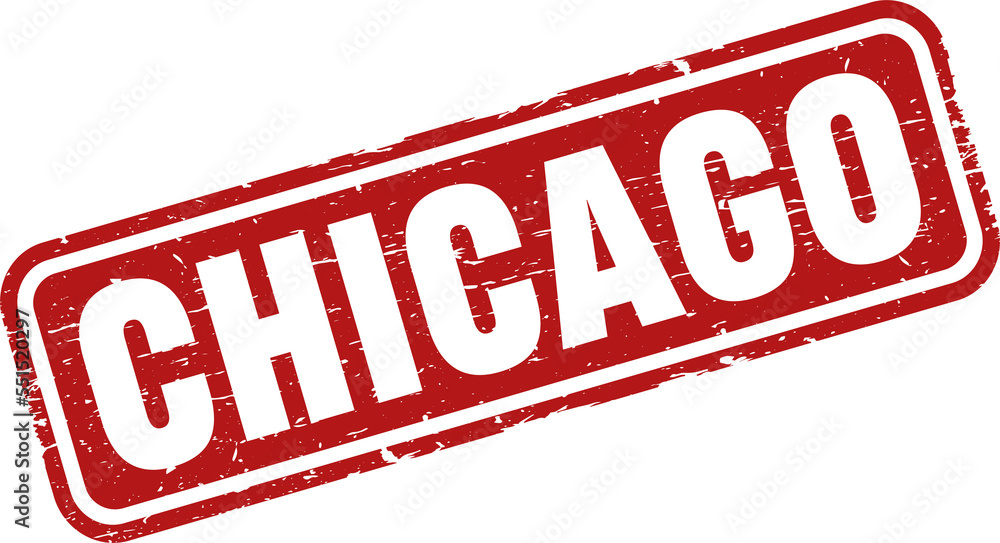 Chicago rubber stamp. Vintage old red color texture frame, Chicago for ...