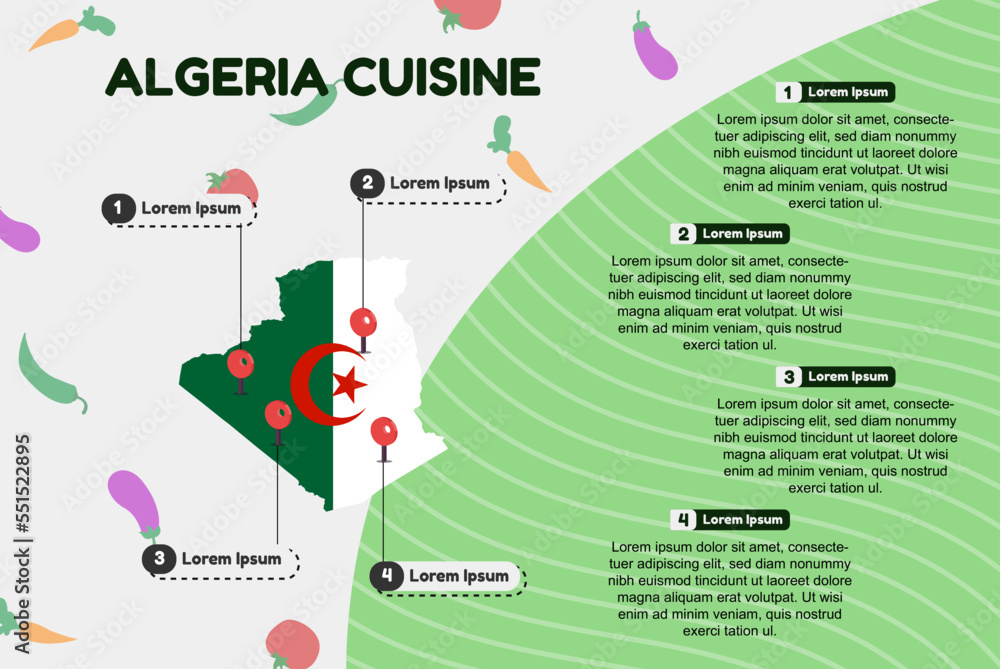 Algeria cuisine infographic, popular or cultural food concept ...