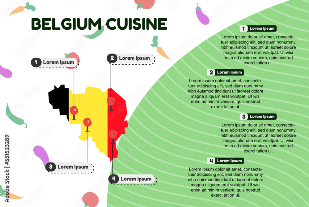 Belgium cuisine infographic, popular or cultural food concept ...