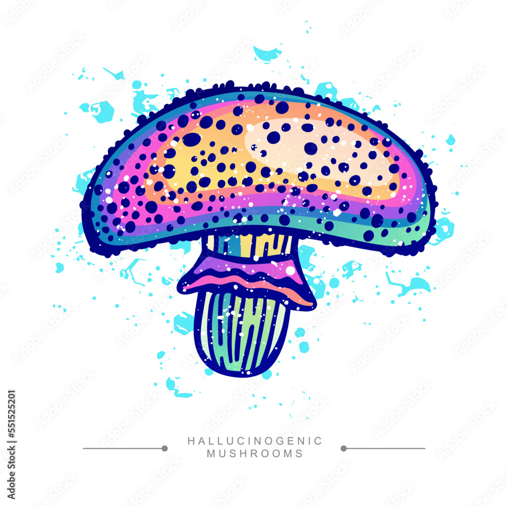 Amazing fly agaric sticker. The concept of a toadstool is hand-drawn. A ...