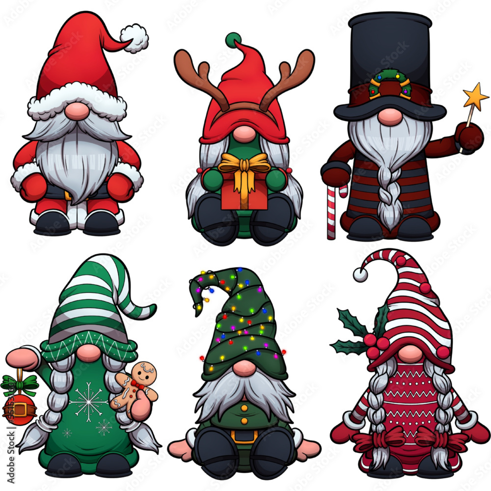 Christmas Gnomes. Vector clip art illustration with simple gradients ...