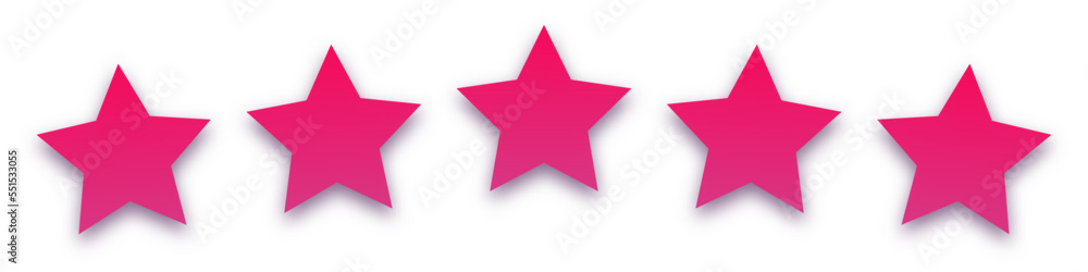 Star pink icon on white background. Customer feedback concept. Vector 5 ...