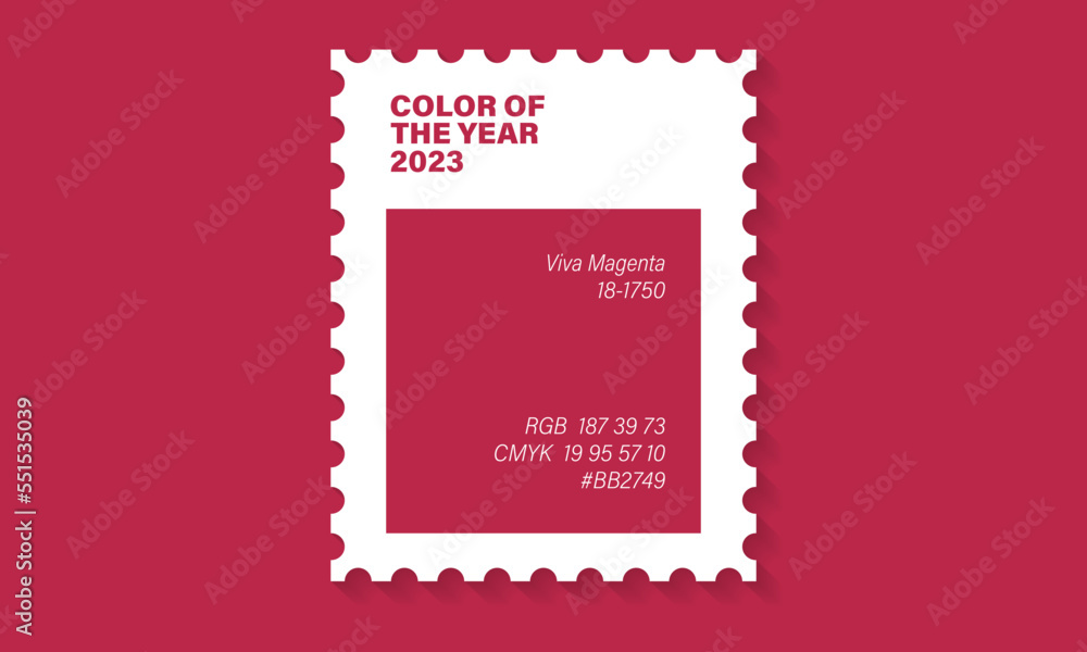 Color 2023 in a stamp. Color of the year 2023, viva magenta, red Stock ...