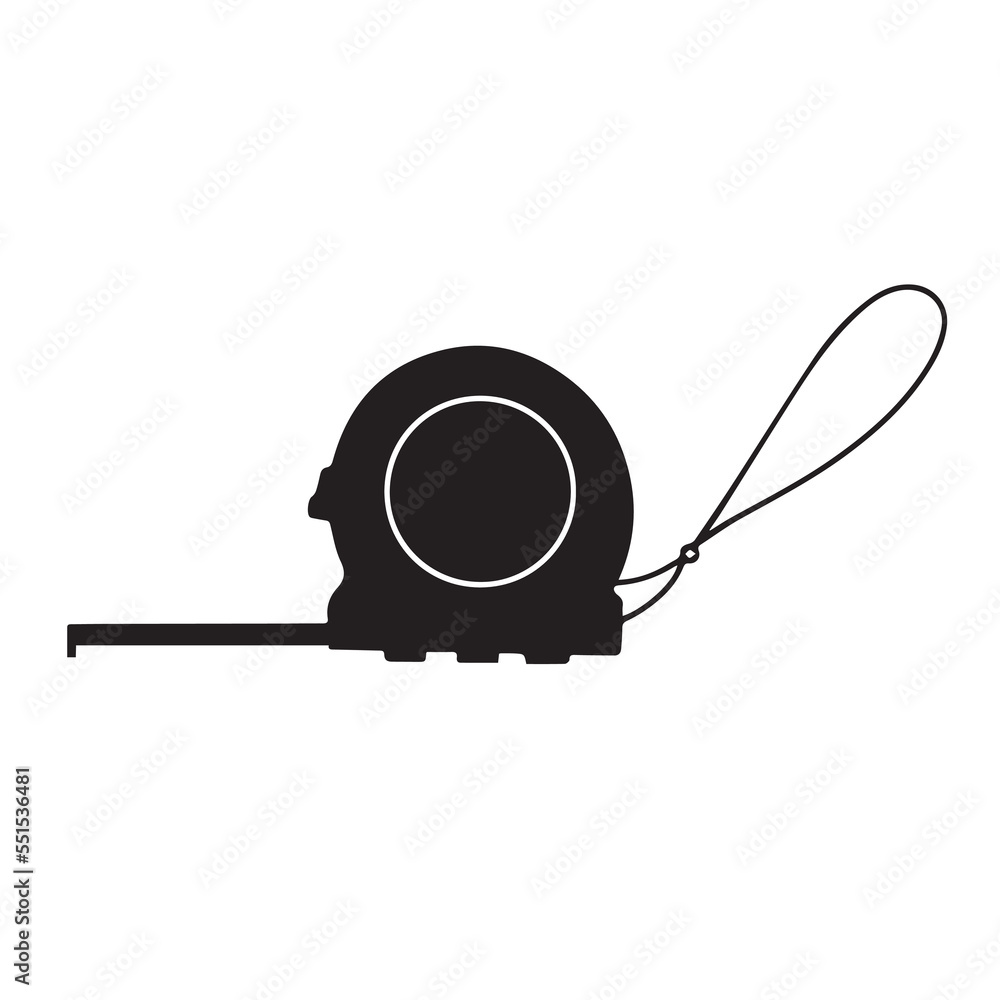 Measuring tape icon silhouette vector illustrations isolated on plain ...