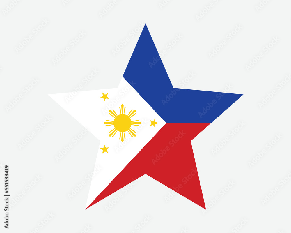 Philippines Star Flag. Filipino Star Shape Flag. Philippines Country ...