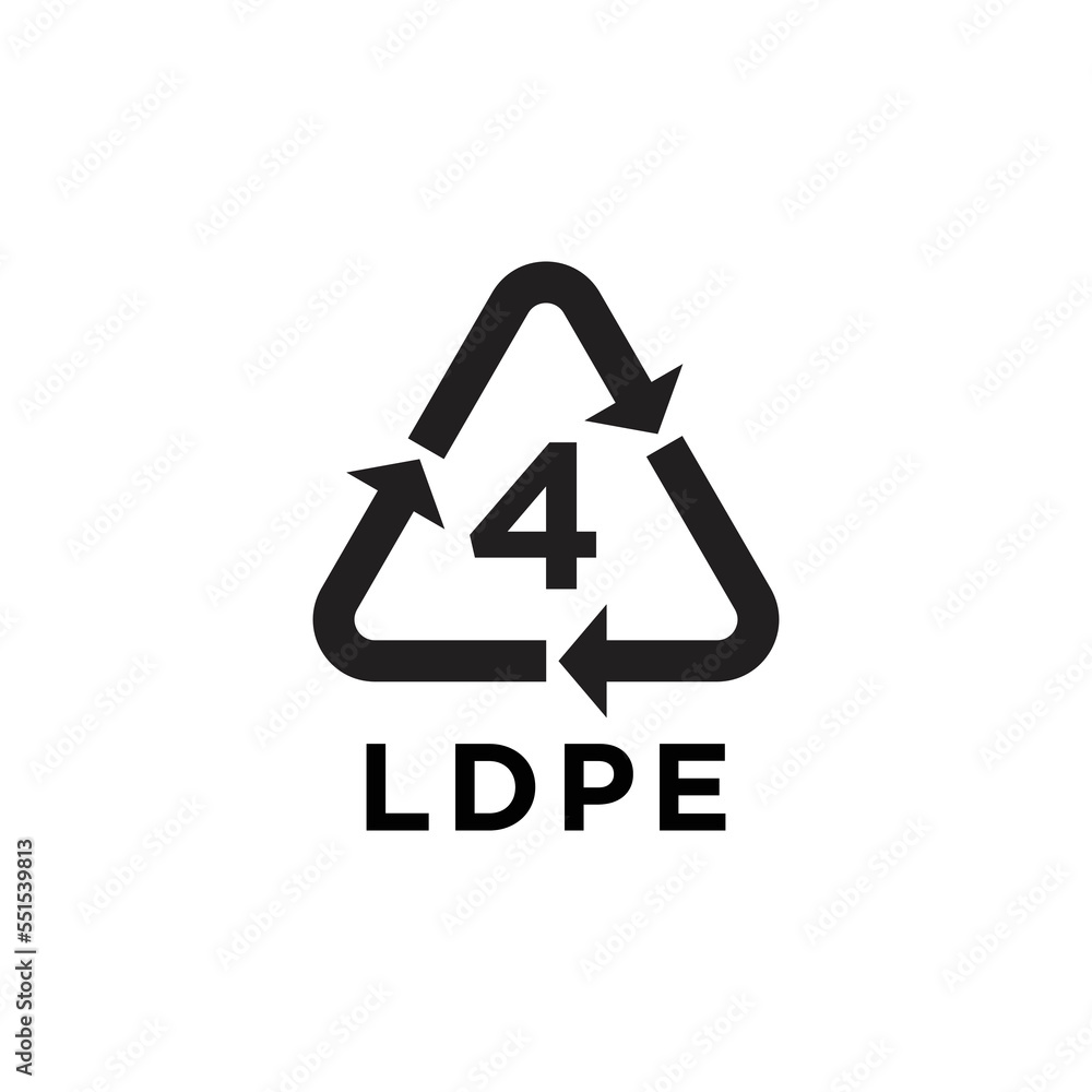 Plastic recycling symbol LDPE 4 , Plastic recycling code LDPE 4 ...