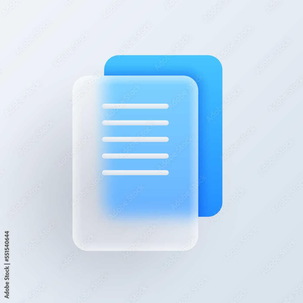 Documents and files vector modern trend icon in style of glassmorphism ...