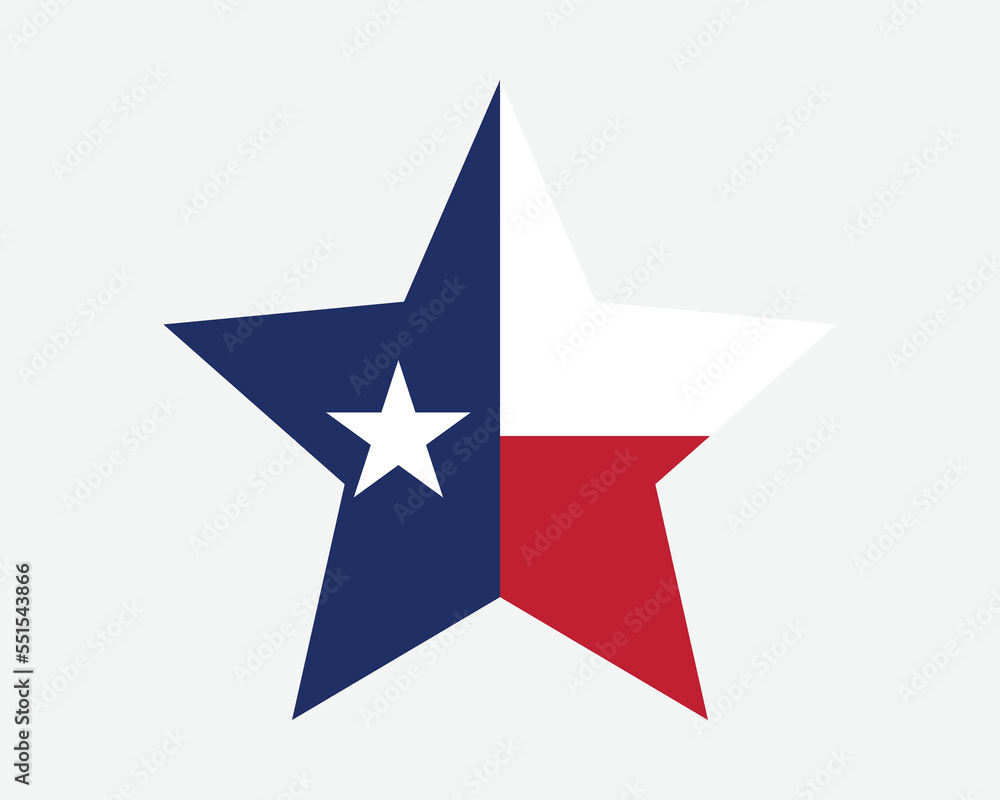 Texas Star Flag. TX USA Five Point Star Shape State Flag. Texan US Lone ...