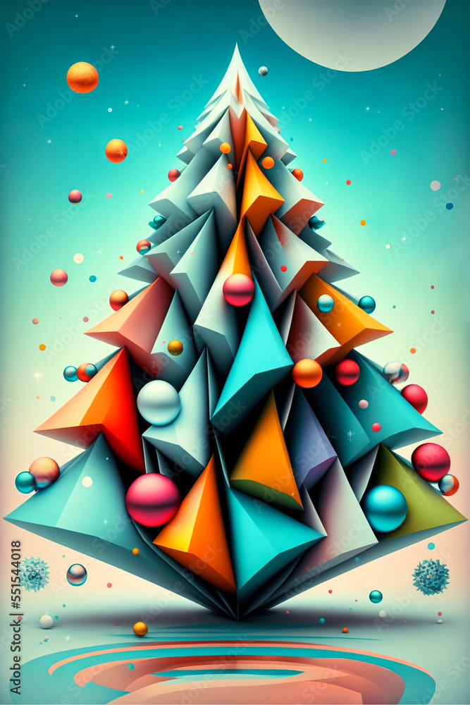 Christmas time. Abstract Christmas tree. Merry Christmas. Digital art ...