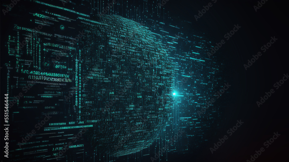green matrix code structure with red dangerous code lines - 3D ...