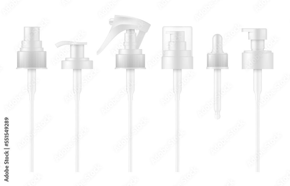 Pump droppers realistic mockup. Cosmetics, skin and body care product ...