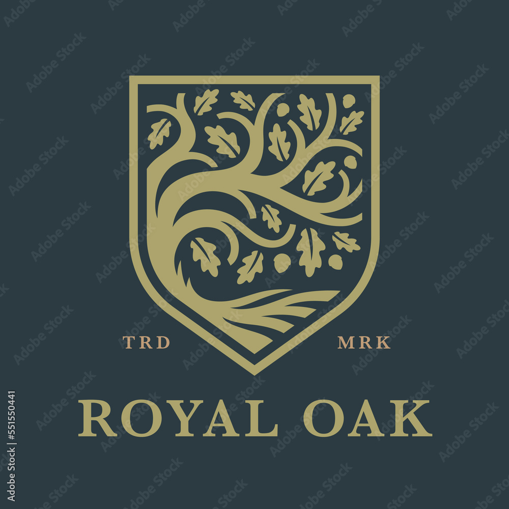 Poster Oak tree shield logo icon – Tableau | Europosters