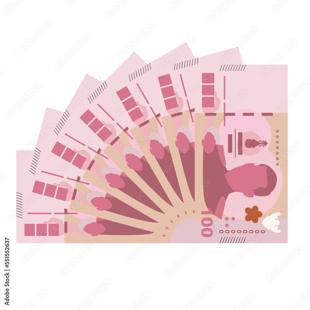 Thai Baht Vector Illustration. Thailand, Cambodia, Laos money set ...